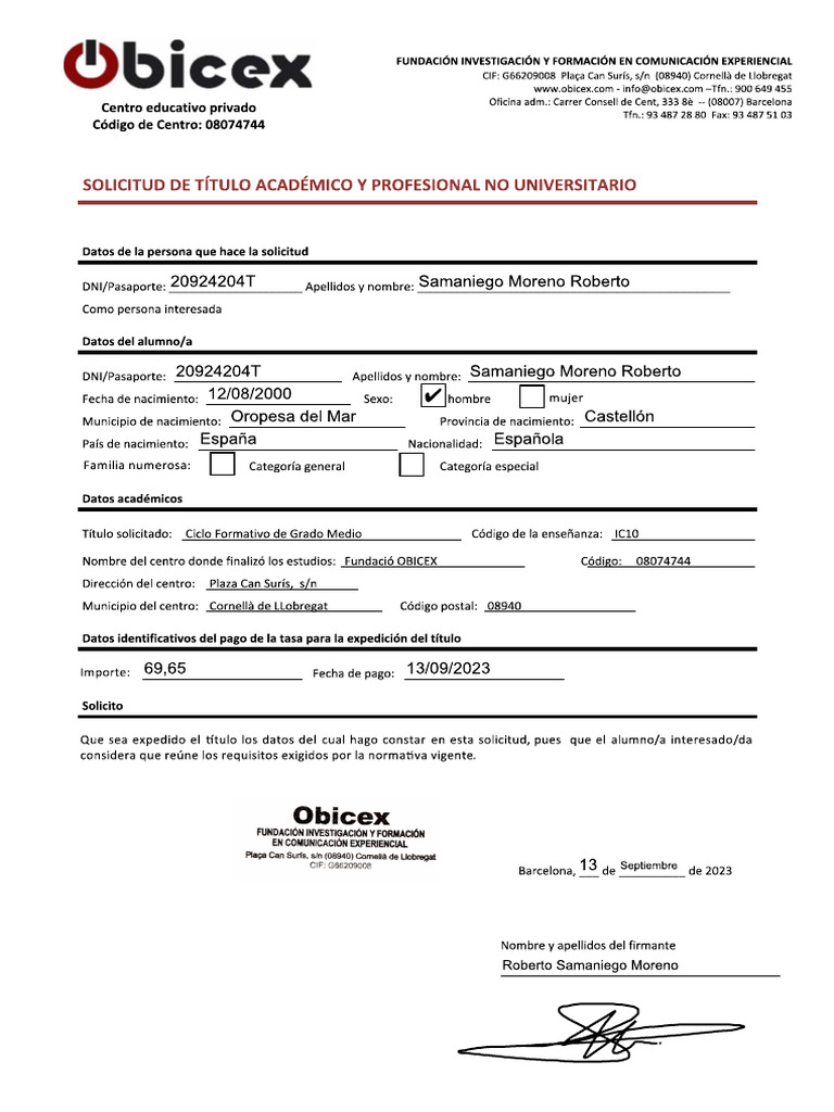 Solicitud Titulo | PDF