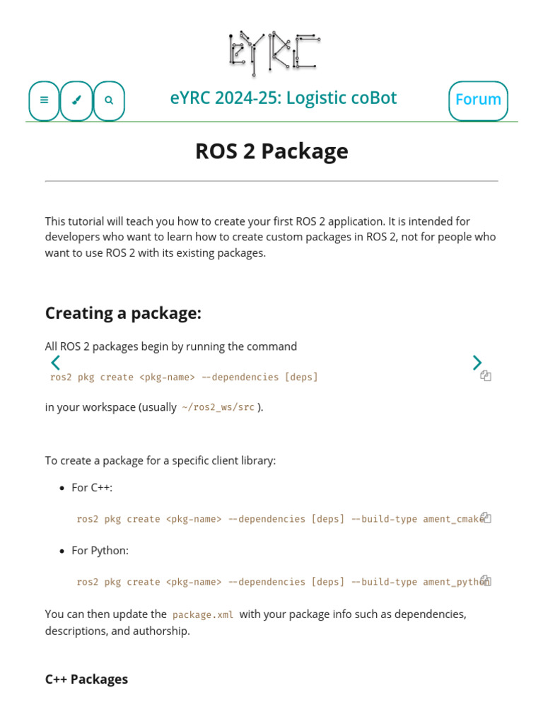 III. ROS 2 Package - EYRC 2024-25 - Logistic CoBot | PDF