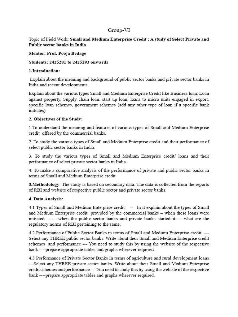 Field Work Project- Guidelines to Group -IX | PDF