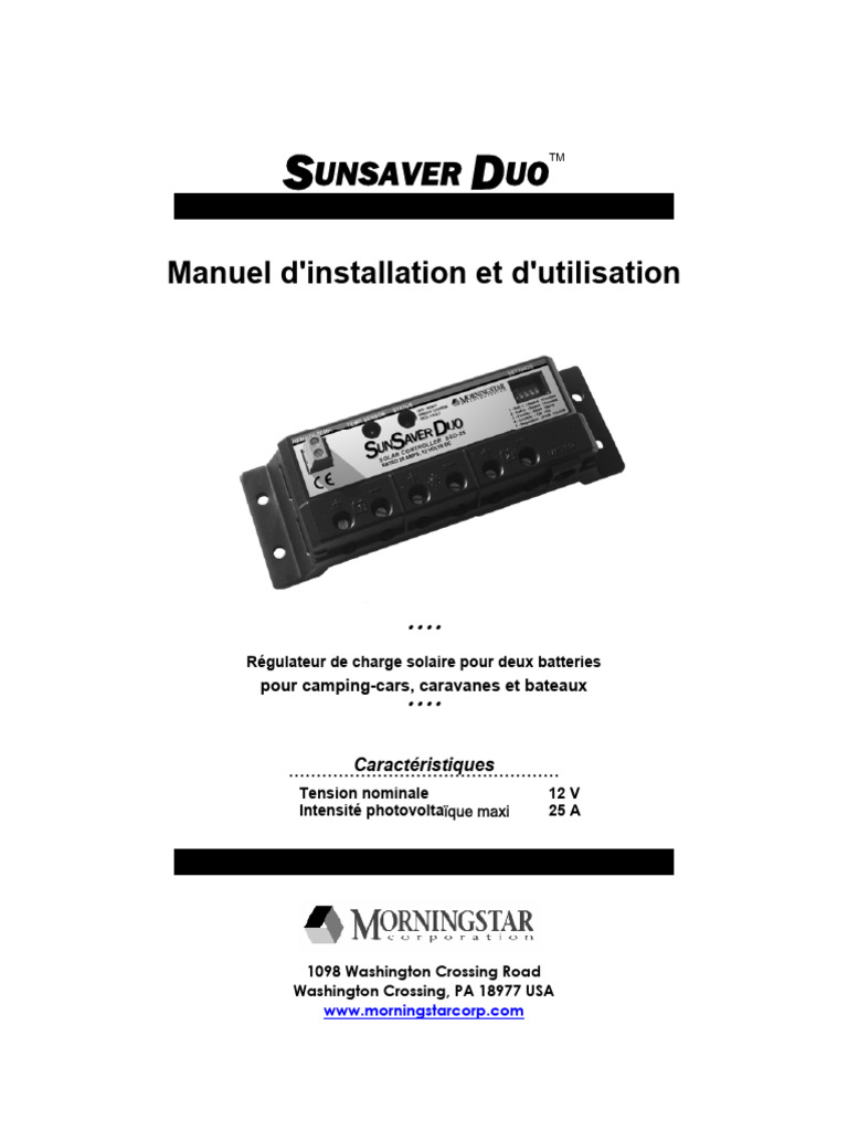 Operation Manual Sunsaver Duo FR | PDF