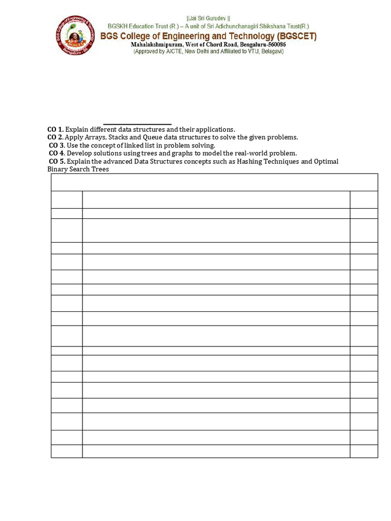 DSA Question Bank Module 1 | PDF