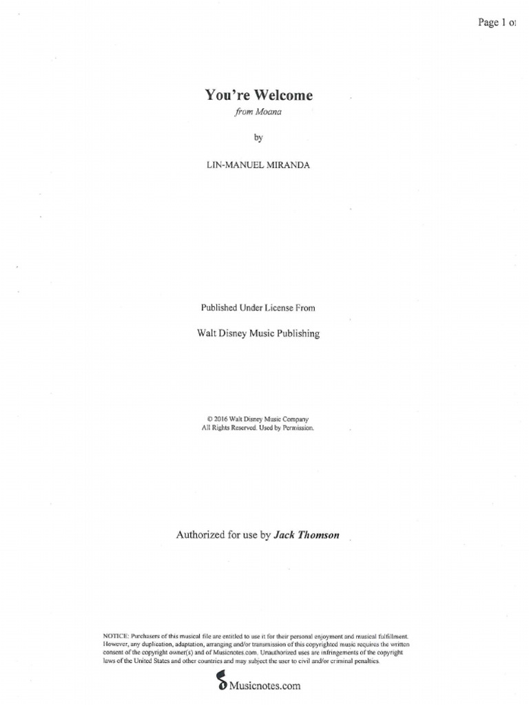 You're Welcome | PDF