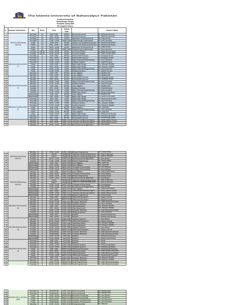 Timetable SP 2024 25-2-24 | PDF