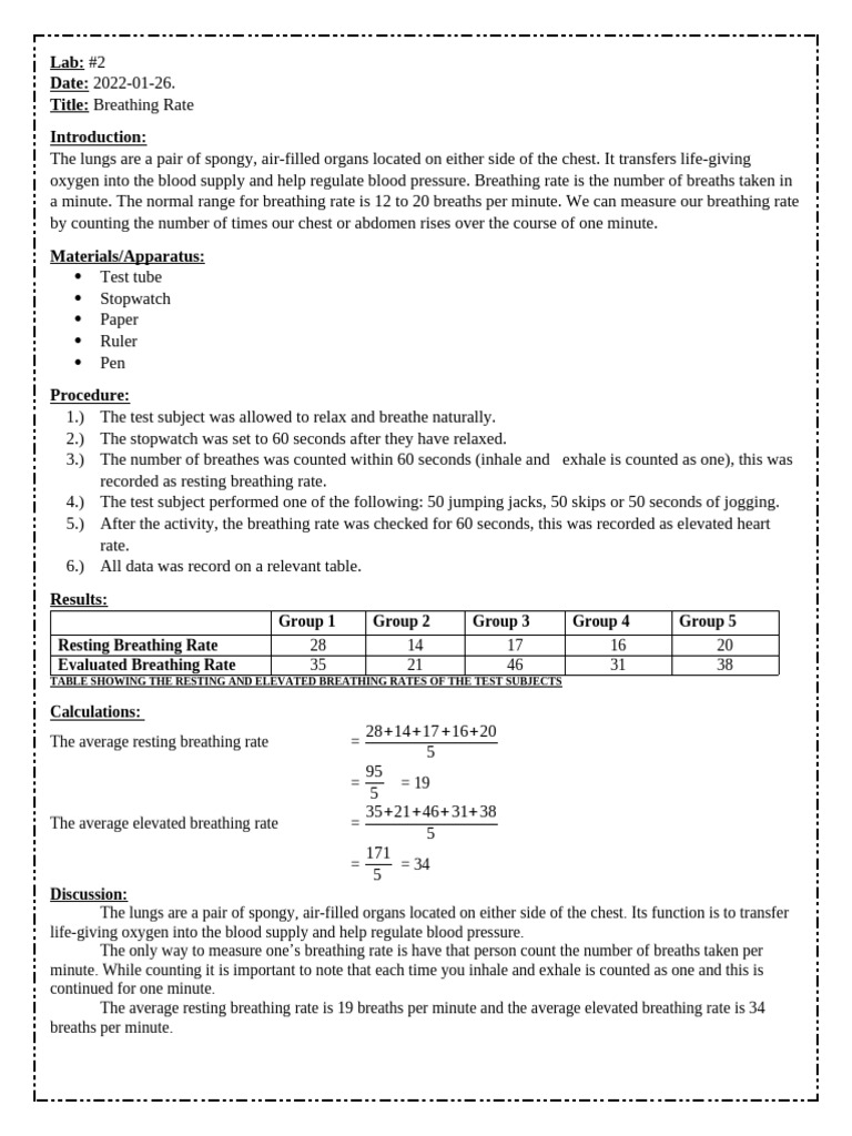 Lab #2 Breathing Rate | PDF