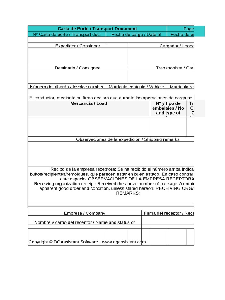 Modelo Carta de Porte Adr 2021 | PDF