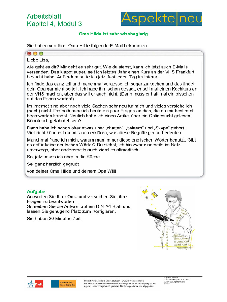 Aspekte-Neu b2 Arbeitsblatt SCHREIBEN | PDF