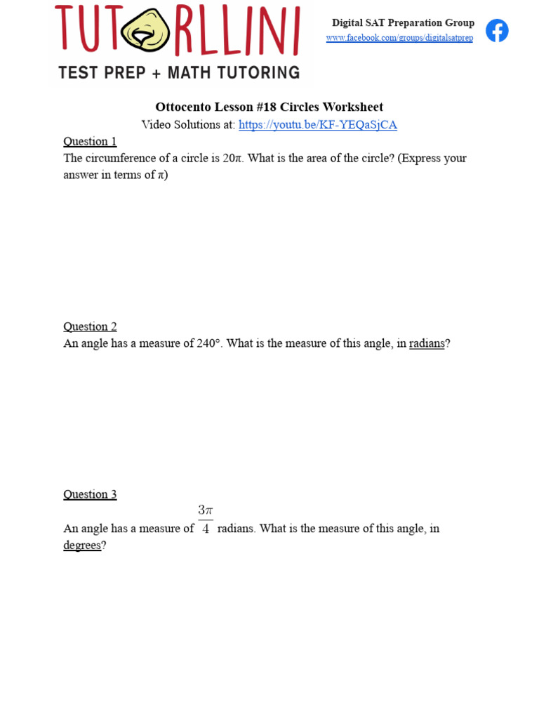 Ottocento Lesson #18 Circles Worksheet | PDF
