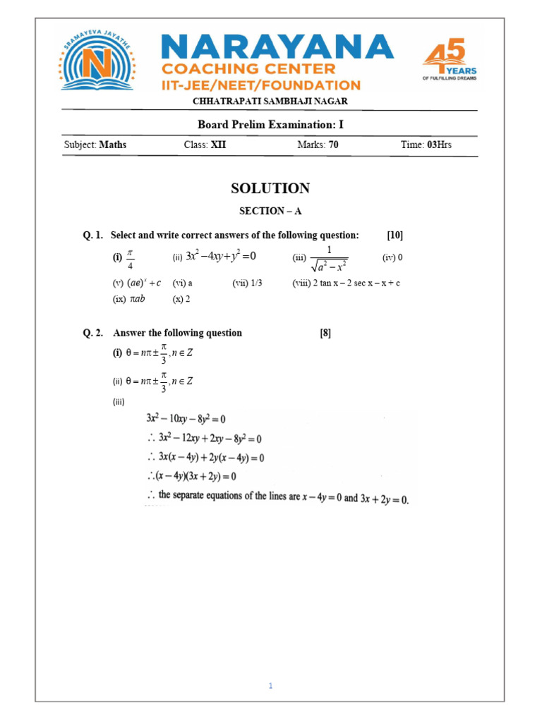 01- Maths -Solution | PDF