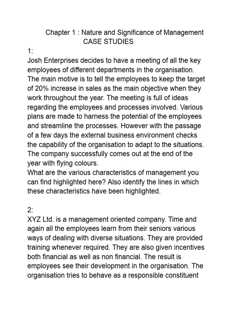 Chapter 1 - Nature and Significance of Management | PDF