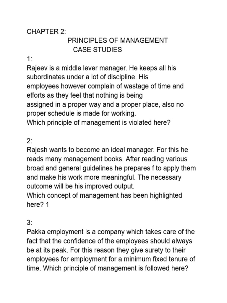 Chapter 2 - Principles of Management - Case Studies | PDF Chapter 2 - Principles of Management - Case Studies | PDF