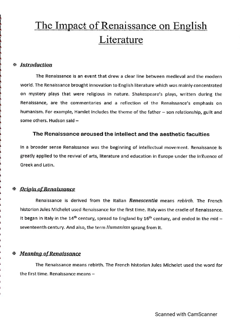 Impact of Renaissance in Literature | PDF