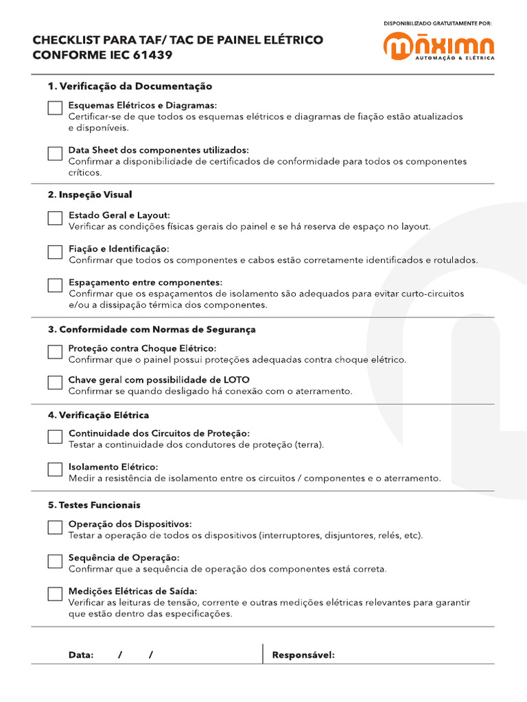Checklist TAF-TAC Painel Eletrico | PDF