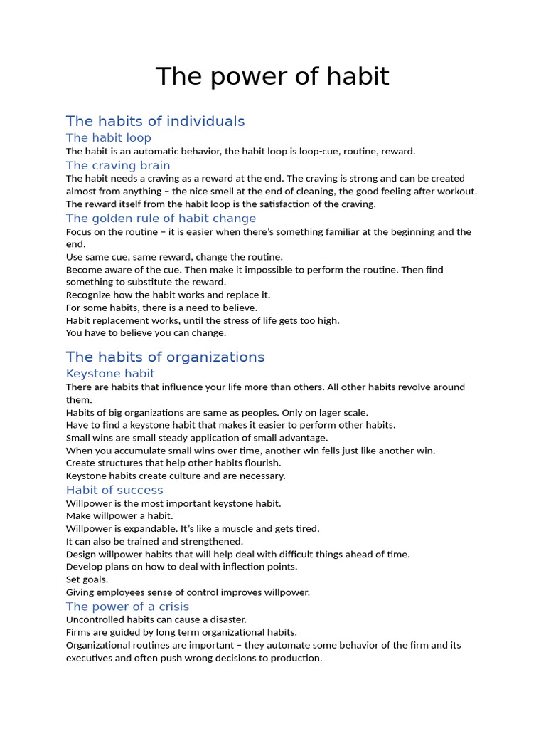 The Power of Habbit Notes | PDF