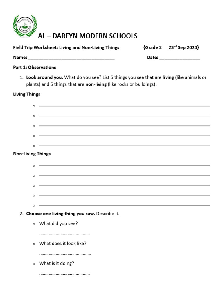 Field Trip Worksheet 2 | PDF