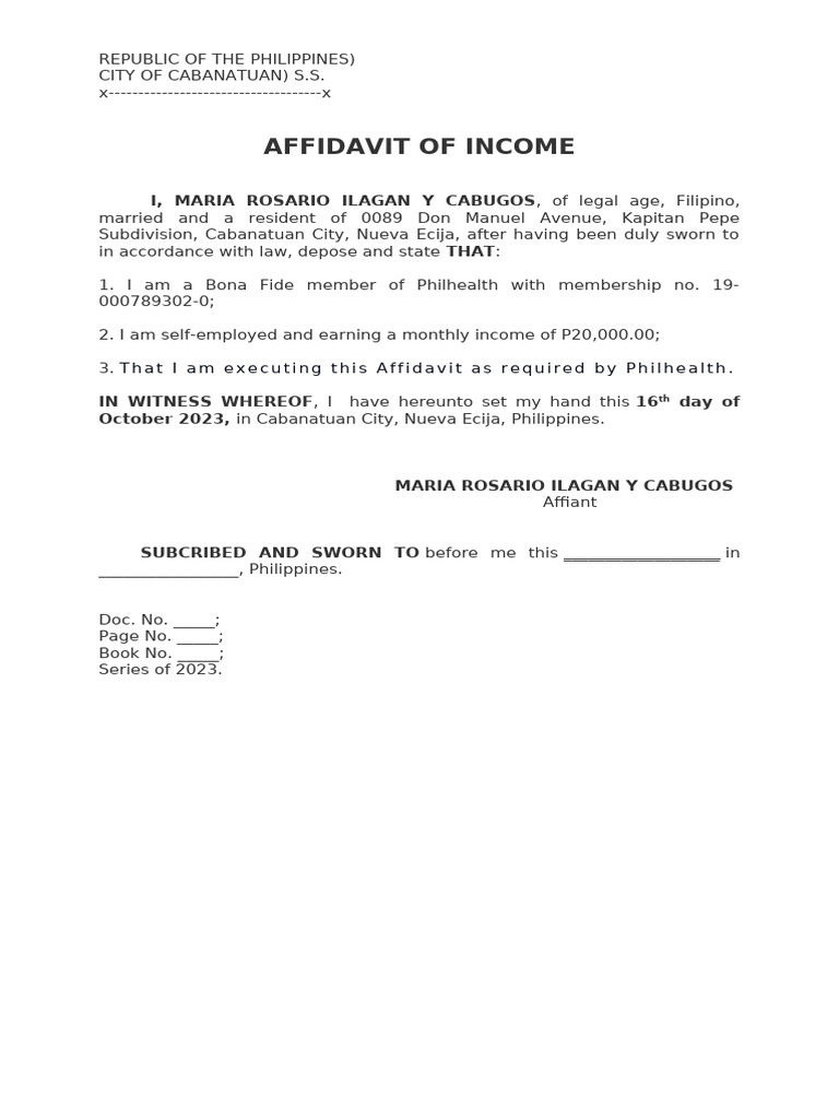 Affidavit of Income | PDF
