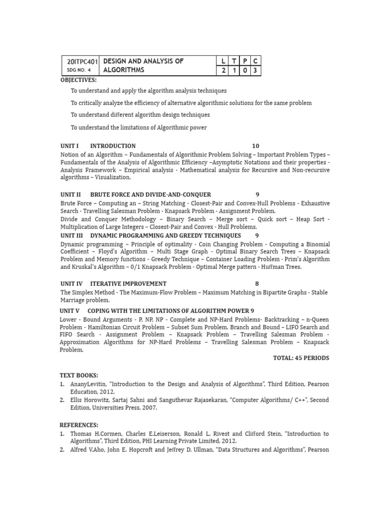 Daa - Syllabus | PDF Daa - Syllabus | PDF