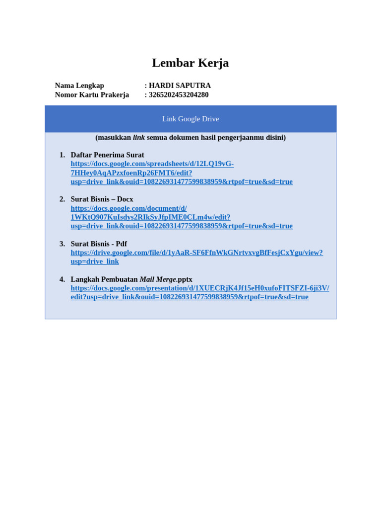 Membuat Surat Dengan Mail Merge - HARDI SAPUTRA | PDF