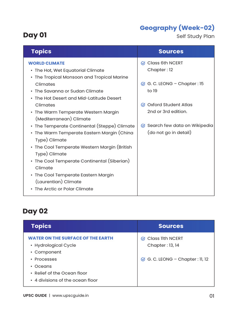 026901a5376e5-Schedule - Geography Week 2 | PDF