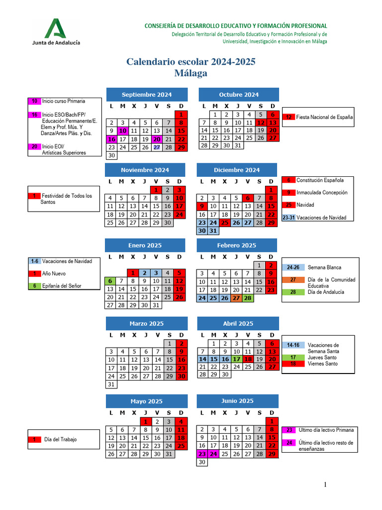 Calendario Escolar 24-25 | PDF