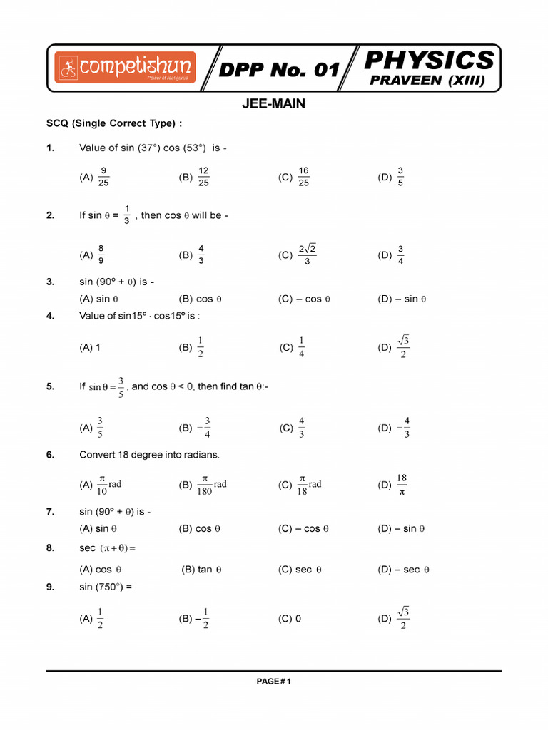 Student Copy. DPP-01 | PDF