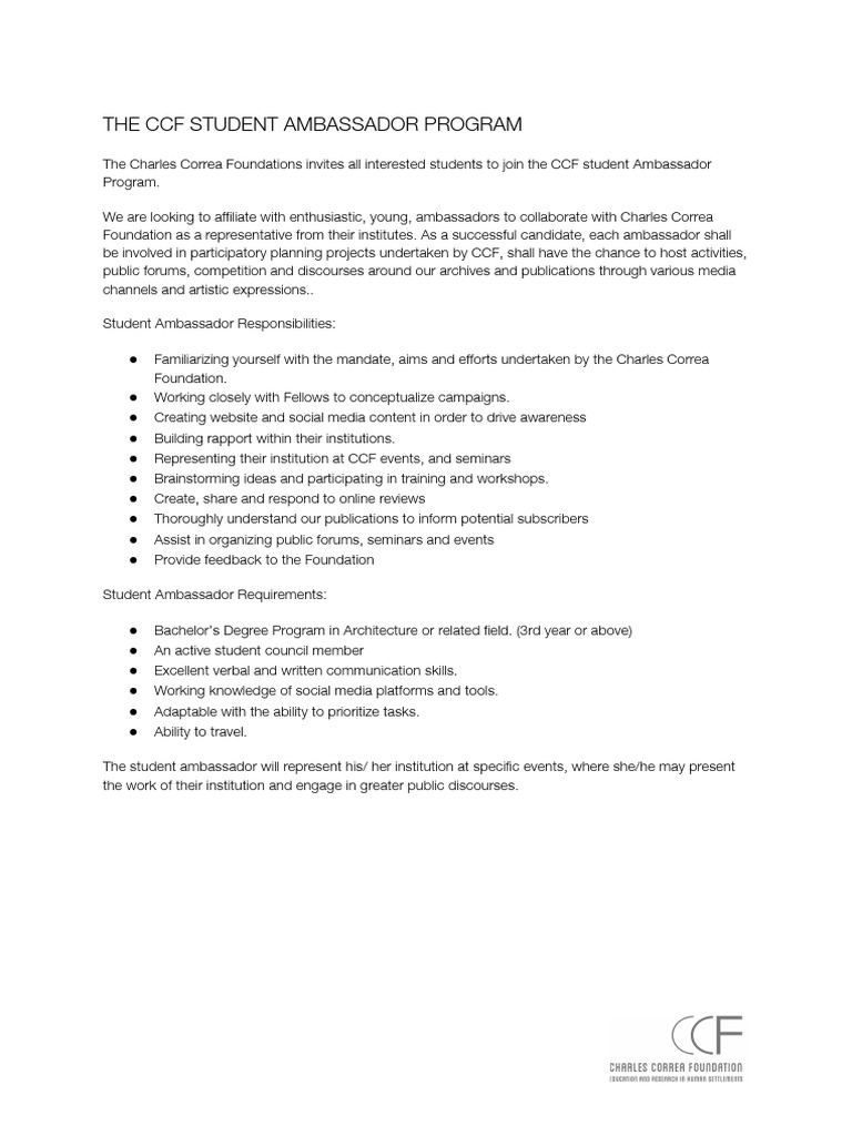 The CCF Ambassador Program | PDF