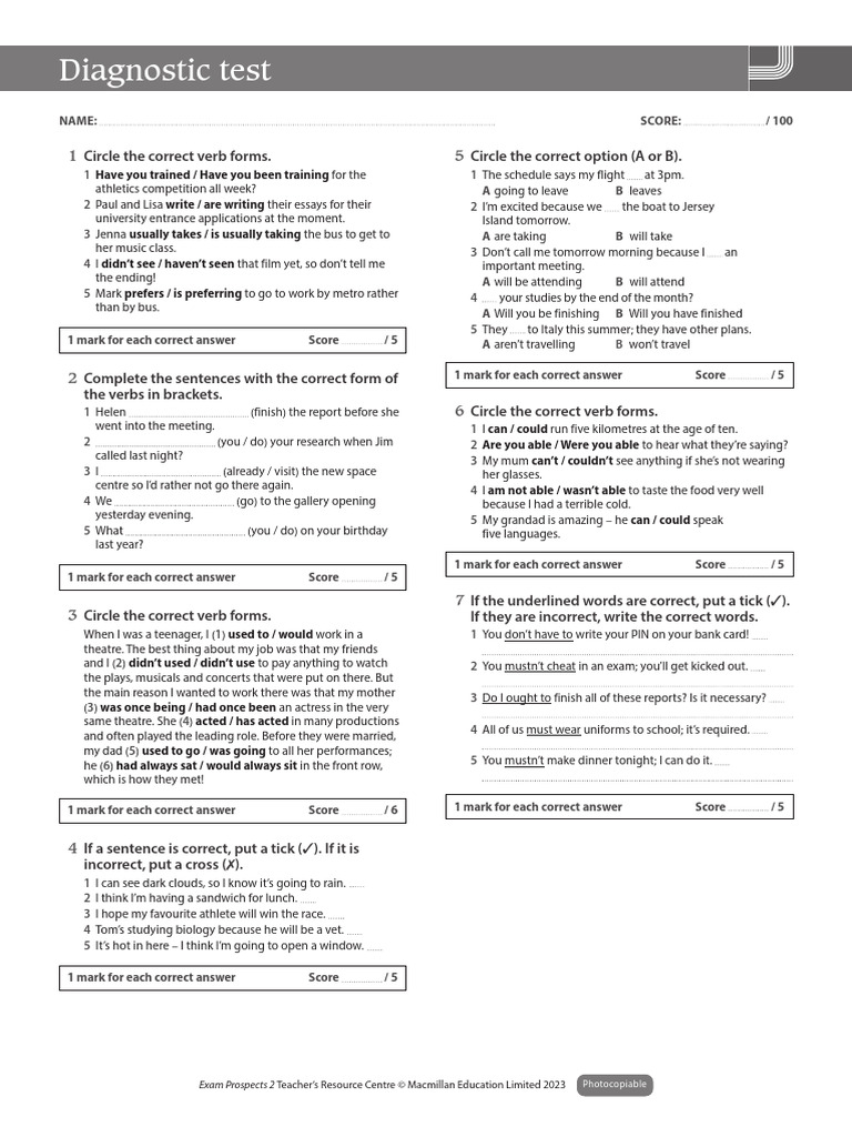 EP Diagnostic Test | PDF