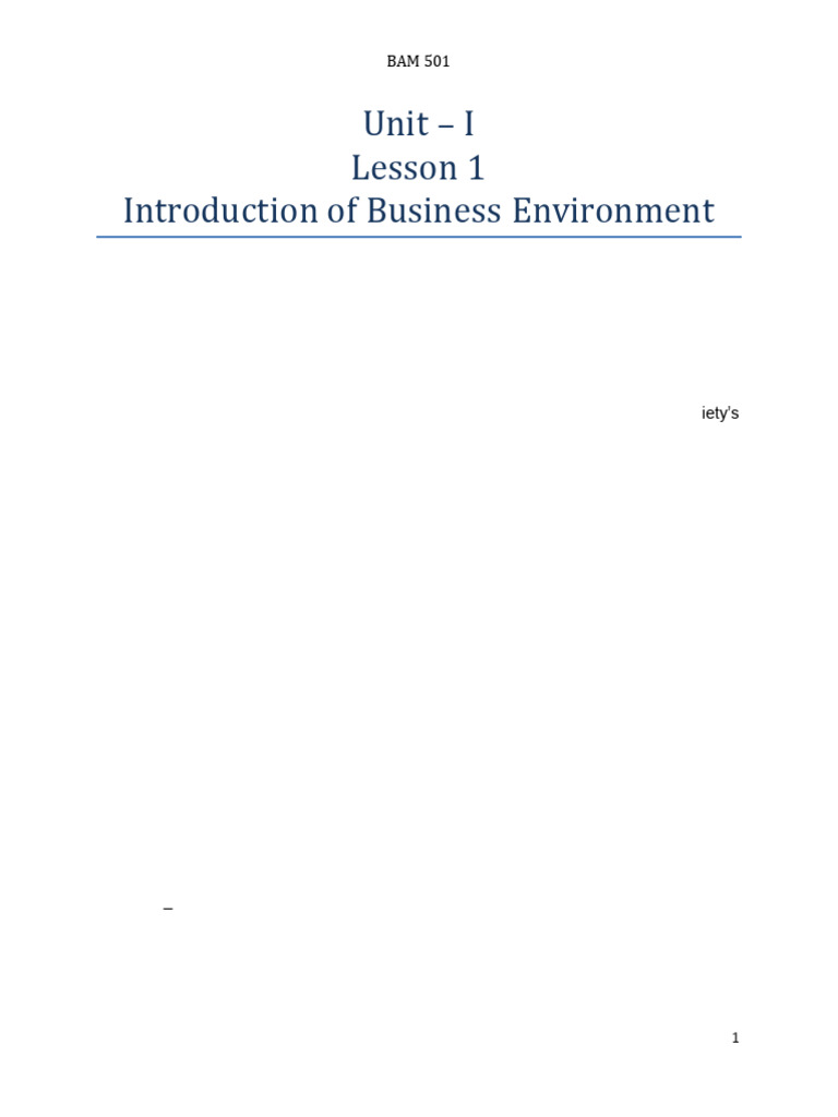 BAM 501 (Business Environment) 2 | PDF