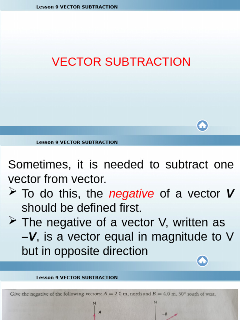 Lesson9 Vector Subtraction and Multiplication Autosaved | PDF