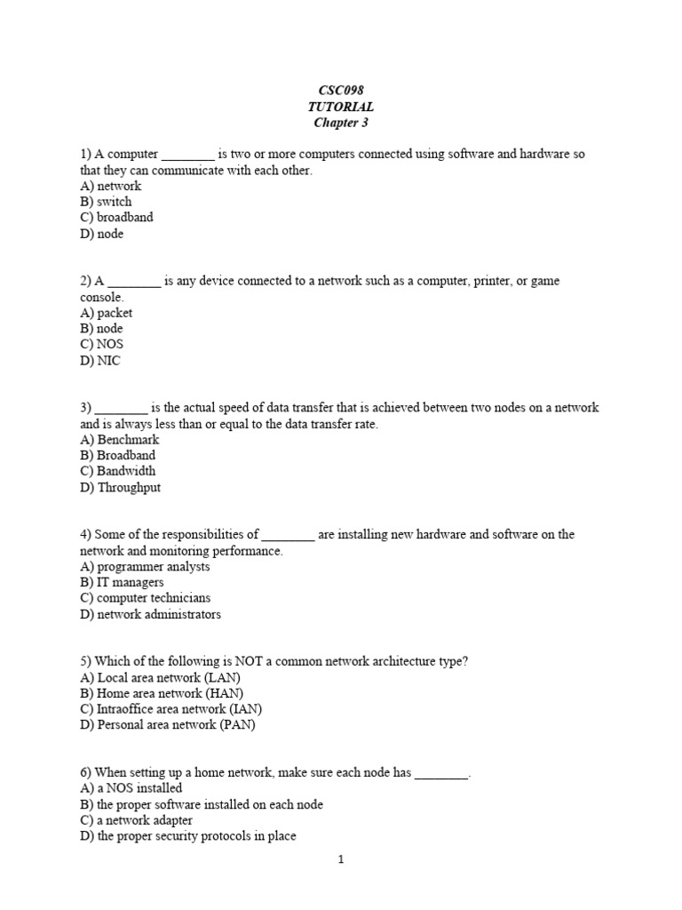 Week 10 Tutorial Questions | PDF Week 10 Tutorial Questions | PDF