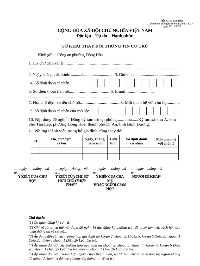 Mẫu CT01 Ban Hành | PDF
