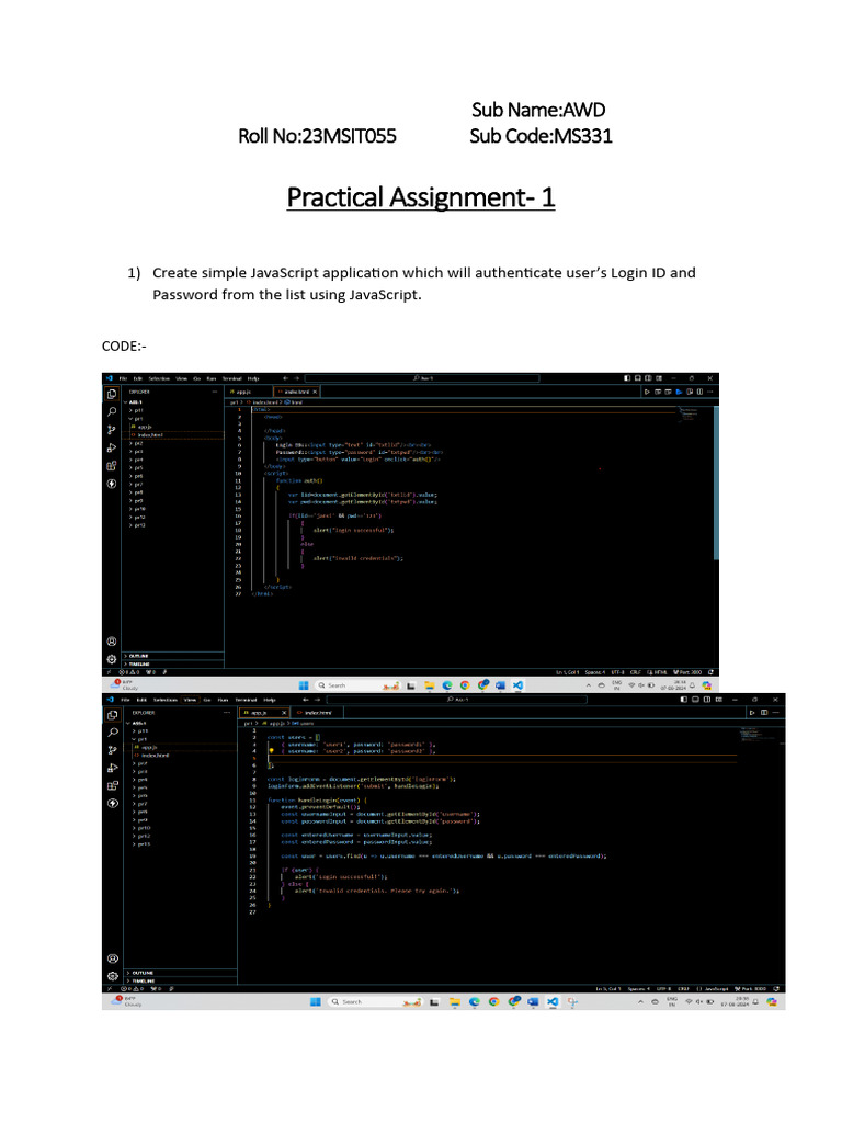 23msit055 Practical 1 Pdf Angular Js Java Script