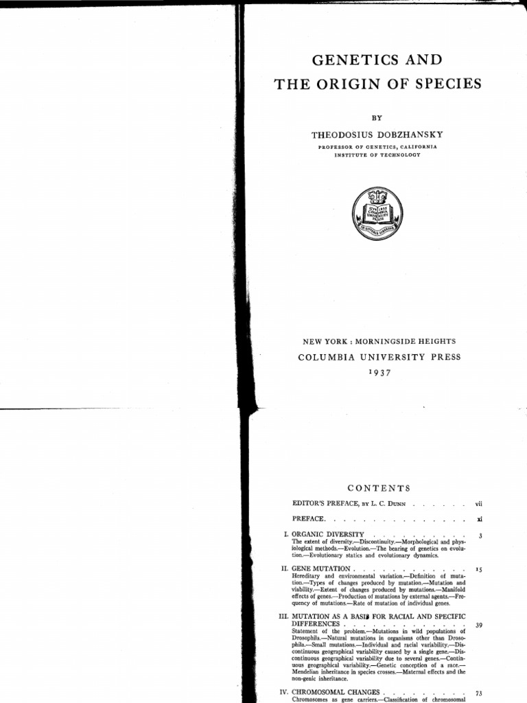 Genetics and The Origin of Species | PDF