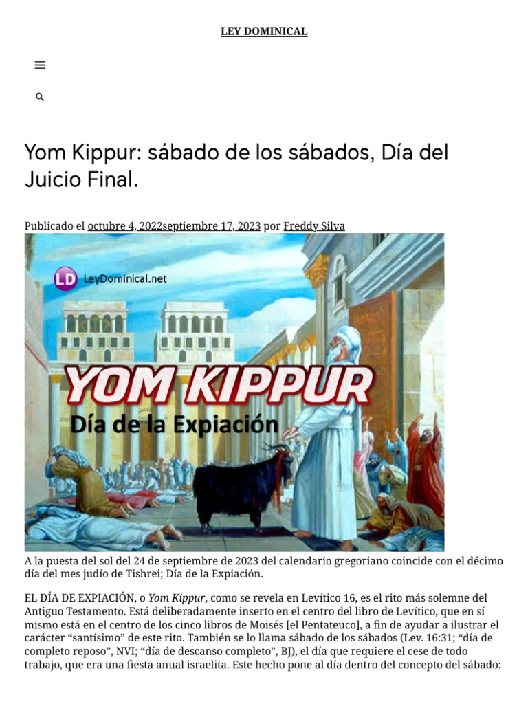Yom Kippur - Sábado de Los Sábados, Día Del Juicio Final | PDF