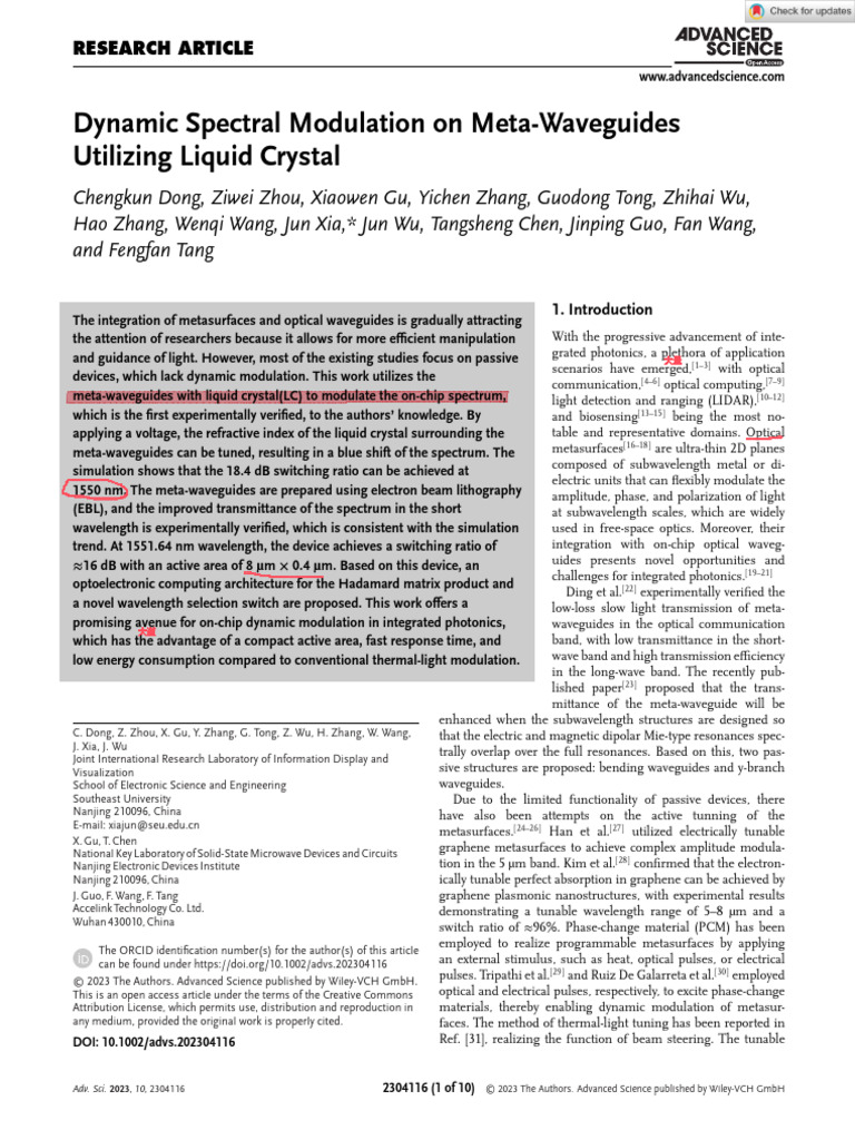 A13y - Dynamic Spectral Modulation On Meta Waveguides Utilizing Liquid Crystal - Advanced ...