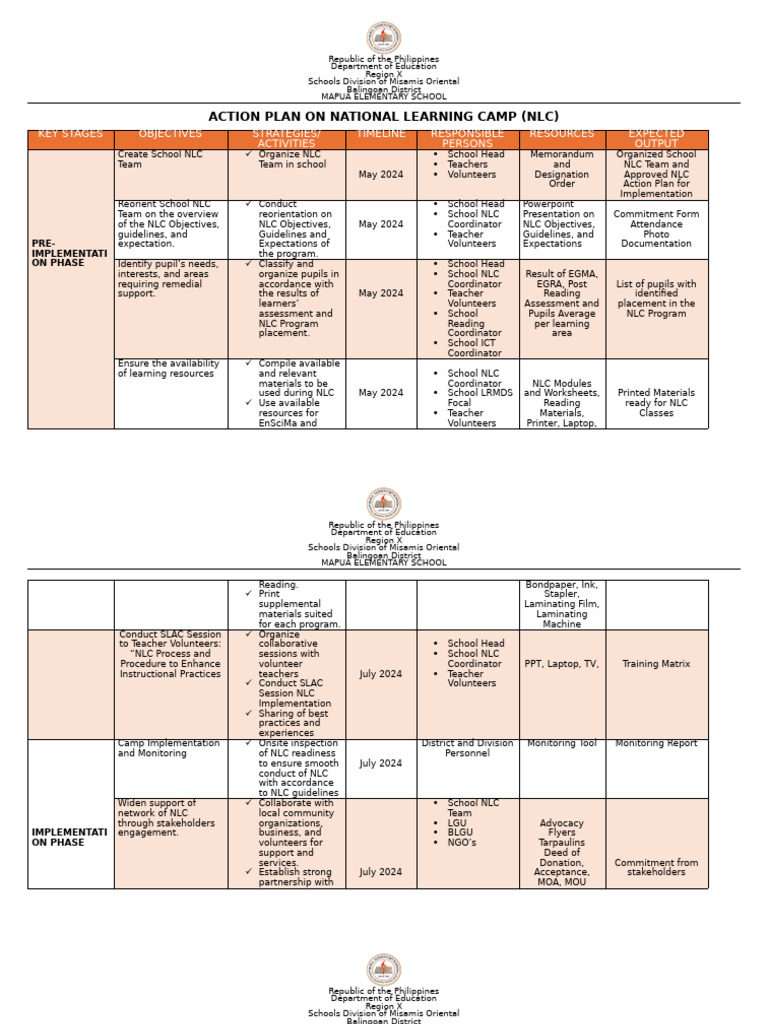 NLC Action Plan | PDF