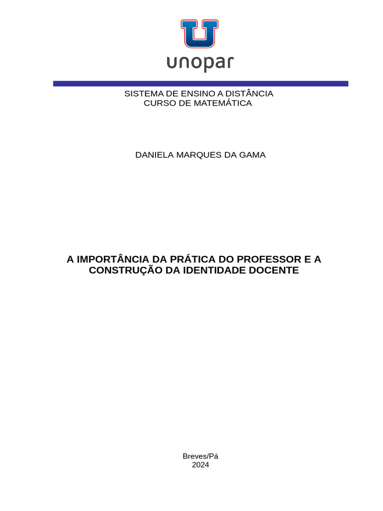 Trabalho Práticas Pedagógicas Identidade Docente Daniela Marques Pdf