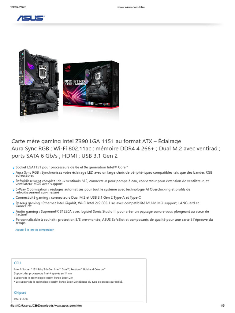 Asus Rog Strix Z390 E Gaming | PDF
