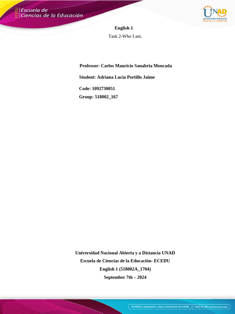 Unit 1 - Task 2-Who I Am | PDF