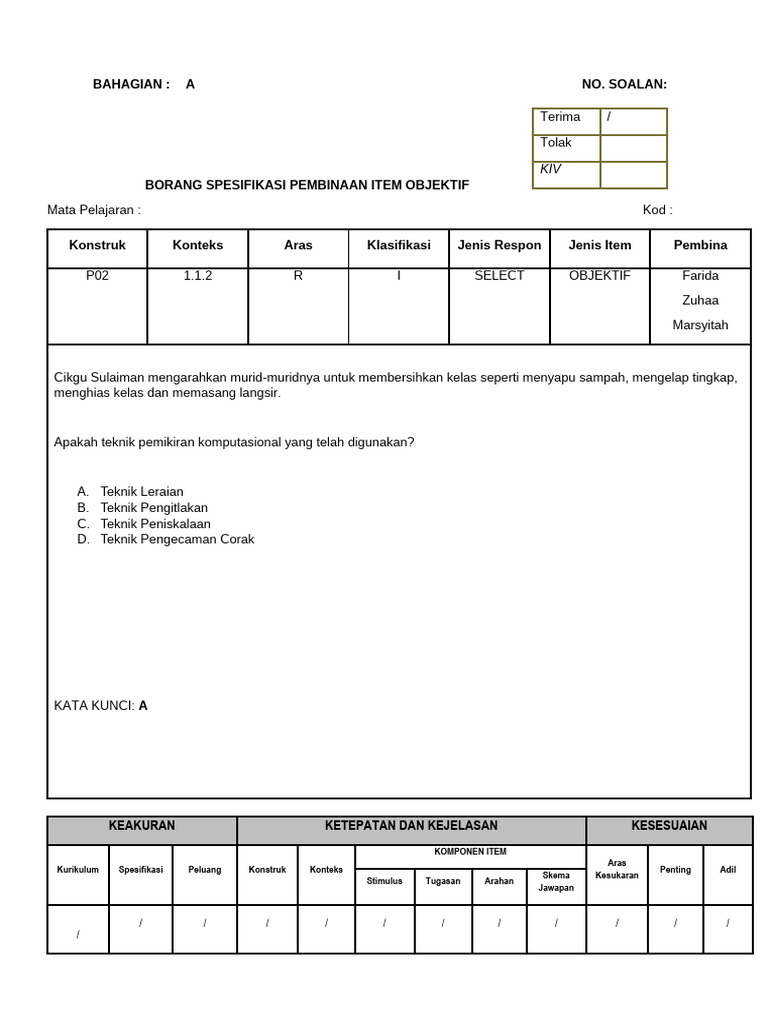 Topi Kasut A (T1) | PDF