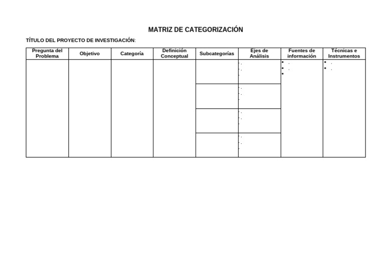Matriz de Categorización | PDF