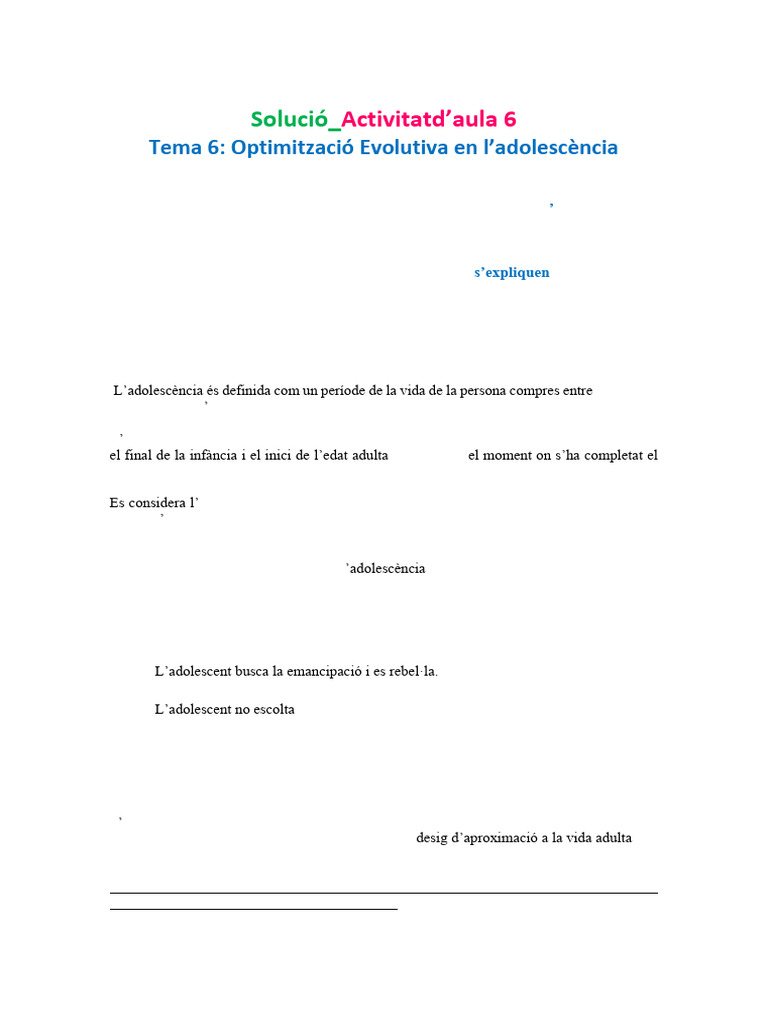 Solució Tasca 6 - Adolescència | PDF