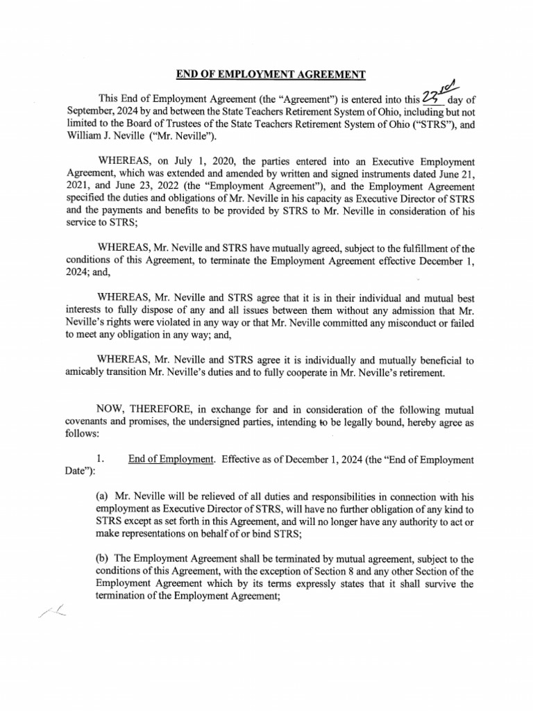 End of Employment Agreement | PDF