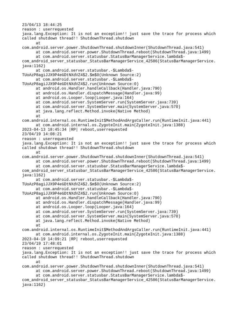 Power Off Reset Reason | PDF