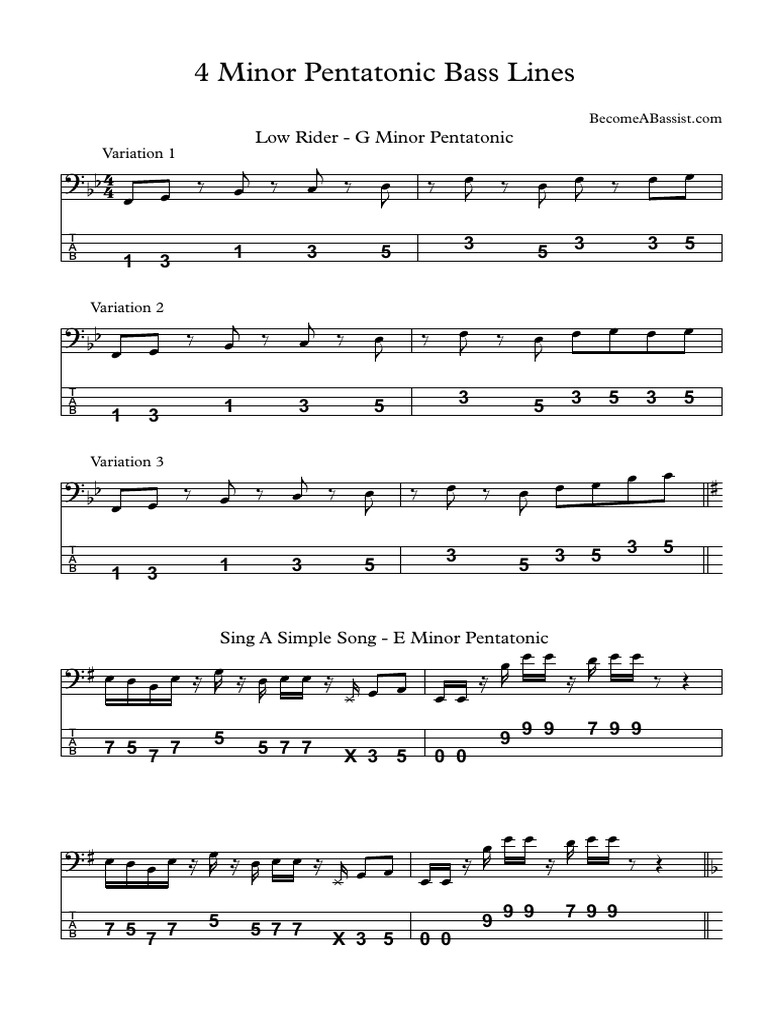 4 Pentatonic Bass Lines | PDF