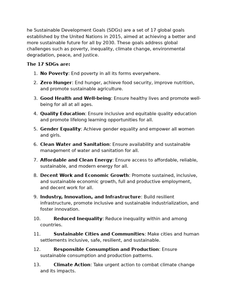The Sustainable Development Goals | PDF