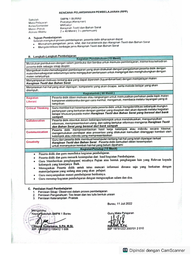 RPP Prakarya 2022 | PDF