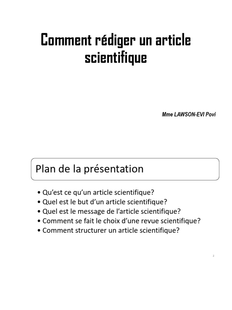 Comment Rédiger Un Article Scientifique | PDF