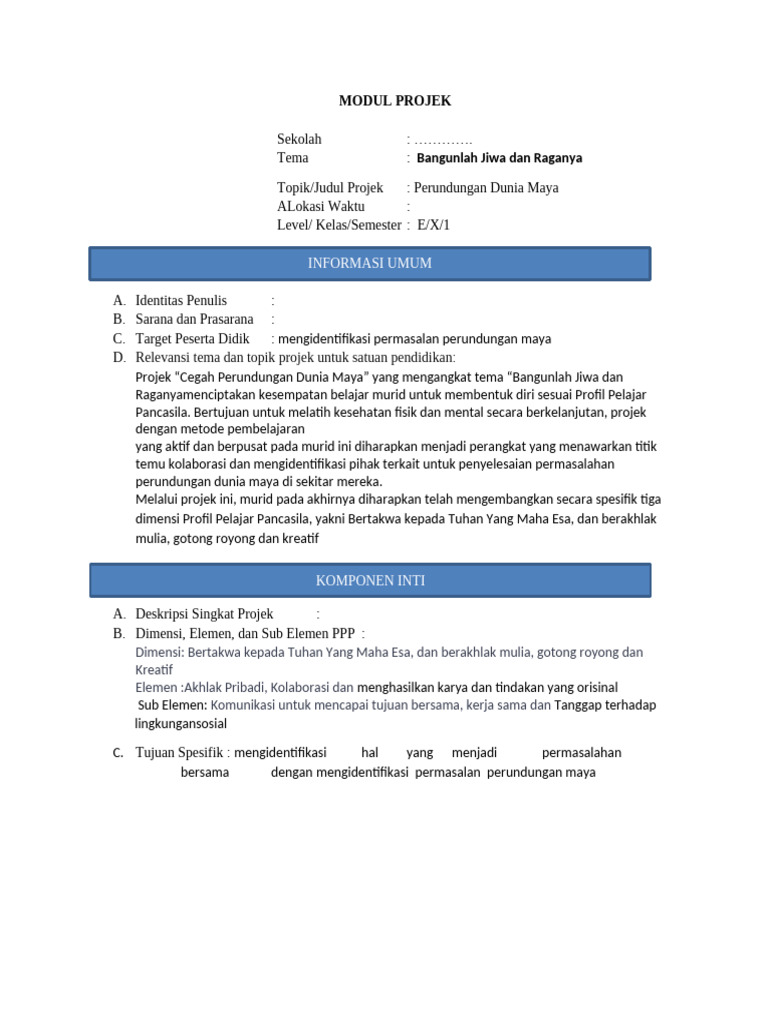 Contoh Modul Proyek Pdf