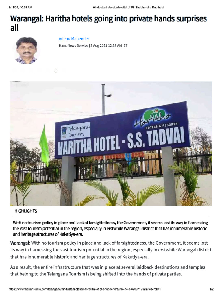 Warangal Haritha Privatisation | PDF