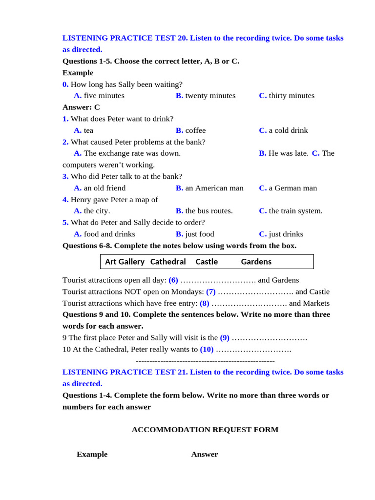 Listening Practice Test 20 | PDF
